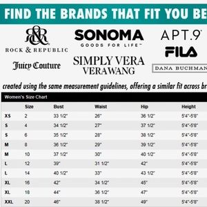 Sonoma Goods For Life Size Chart